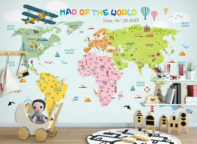 3D INTERESTING WORLD Map G530 Wallpaper Wall Murals Removable Self ...