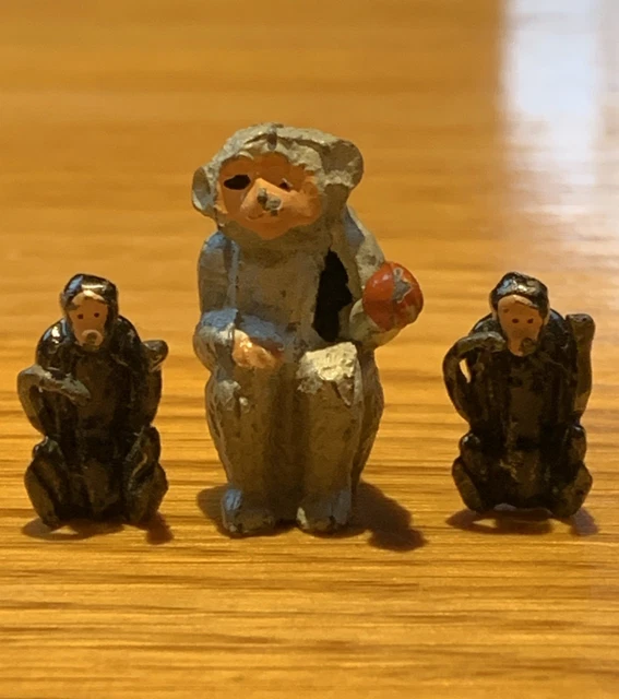 TAYLOR & BARRETT Pre-War Lead Zoo Monkey With Fruit & 2 Small Lead ...