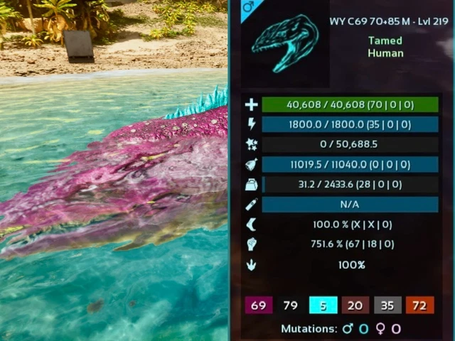 ARK SURVIVAL ASCENDED pve 751% Melee Mosasaurus full imprint Mosa EUR ...