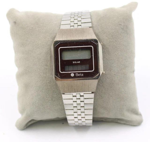 VINTAGE BETA STAINLESS Steel LCD Digital Solar Wristwatch Spares ...