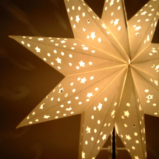 HANGING PAPER STAR Christmas Lantern LED Lights Window Wedding Party ...