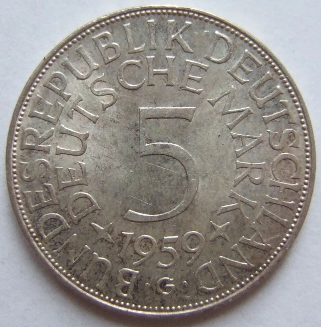 COIN BRD SILVER Eagle 5 DM 1959 G in Extremely Fine / Brilliant ...