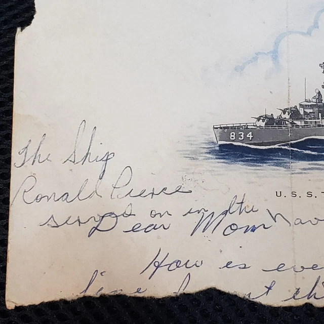 US NAVY DESTROYER U.S.S. TURNER DDR-834 Letterhead Letter Fragment ...