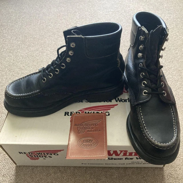 RED WING SUPERSOLE Moc Toe Work Boots Black Chrome Leather Size 7 Auth ...