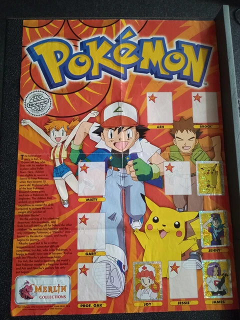 POKEMON MERLIN STICKER Album 1999 Wall Chart POSTER ONLY *With 4 ...