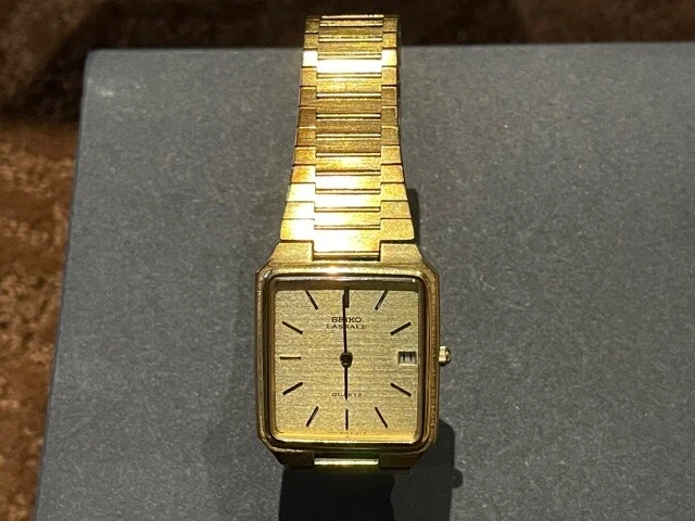 VINTAGE SEIKO LASSALE Gold Tone Men's Quartz Wrist Watch w/ Date Calendar £59.06 - PicClick UK