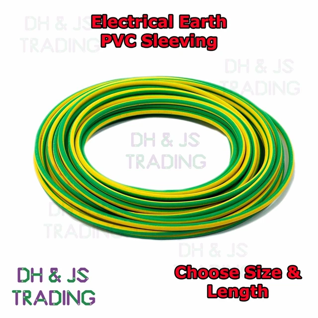 ELECTRICAL EARTH MAINS PVC Sleeving for Wire Wiring Yellow/Green 3mm ...