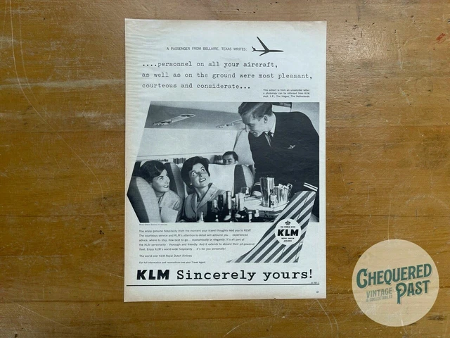 VINTAGE 1960'S KLM Royal Dutch Airlines Advertisement Aircraft ...