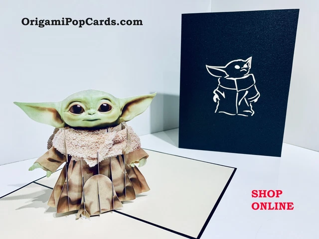 ORIGAMI POP CARDS - Super Cute BABY YODA Star Wars 3D ~ Pop Up Greeting ...