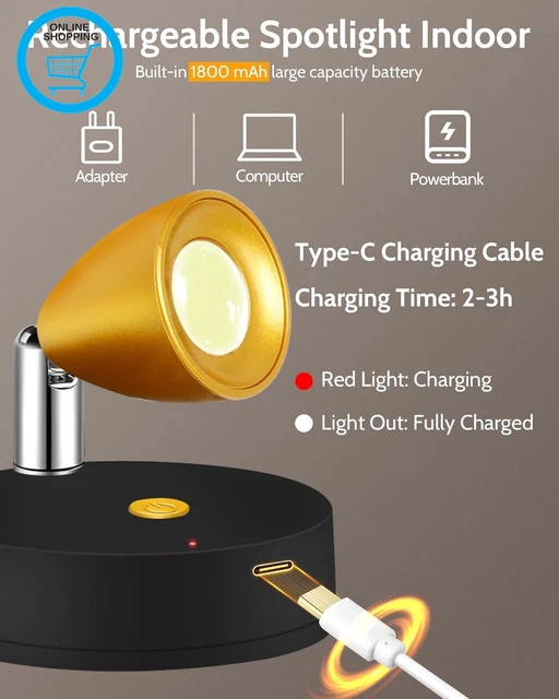 BATTERY LED SPOTLIGHTS, 2 Pack Wireless Indoor Lights for Picture, 3 ...