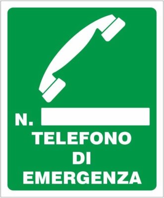 CARTELLO SEGNALETICO - Telefono di emergenza con numero - segnaletica ...