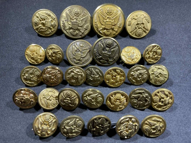 LOT X29 WW2 WWII US Army Military Uniform Buttons Various Types 28 23 ...