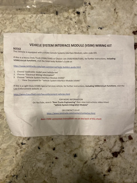 GENUINE DODGE RAM 2500/3500 Vehicle System Interface Module (VSIM ...