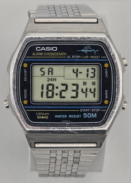 CASIO W-36 MARLIN Vintage Digital Watch Module 248 1983 Full Stainless ...