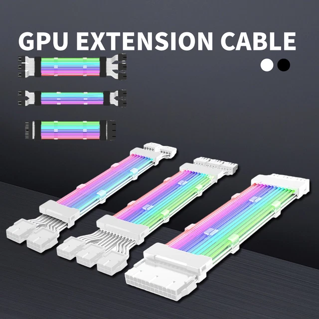 EXTENSION RGB CABLE GPU Extension Cable PSU PC Cables PCIe Cable for PC ...