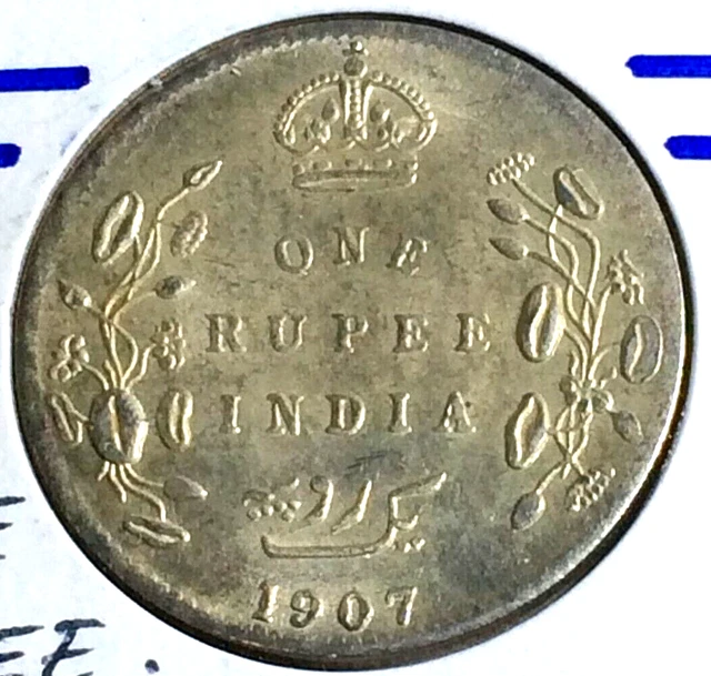 1907 BRITISH-INDIA ONE Rupee World Silver Coin .917 - King Edward Vii ...