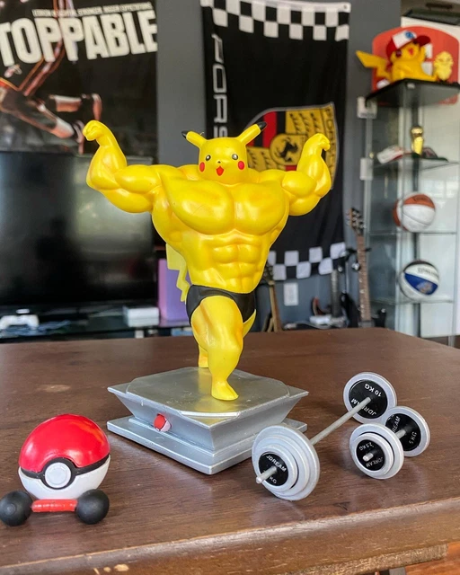 FUNNY JACKED PIKACHU Meme Face Flex Muscles Rare Pokemon Statue Figure ...