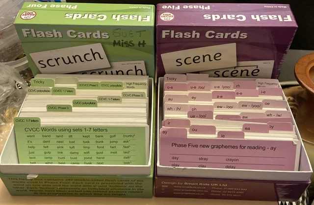 PAIR OF SMART Kids Flash Cards Box Sets Phase Four & Phase Five £19.99 ...