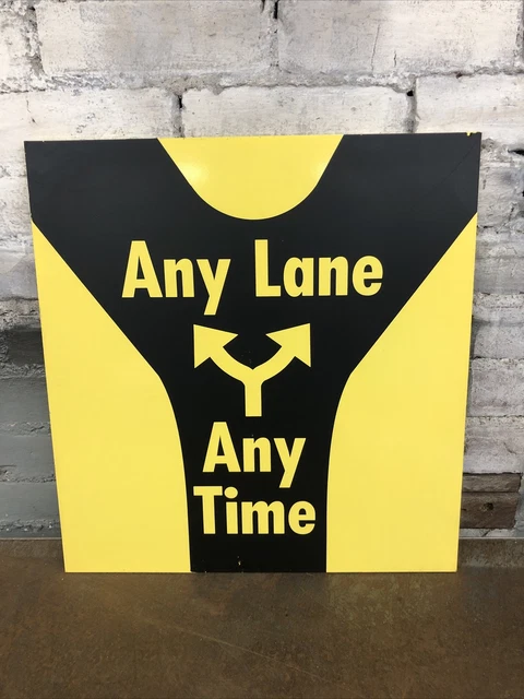 MCDONALDS ANY LANE Any Time Drive Thru Arrow Sign 17” X 18” Aluminum 1/ ...