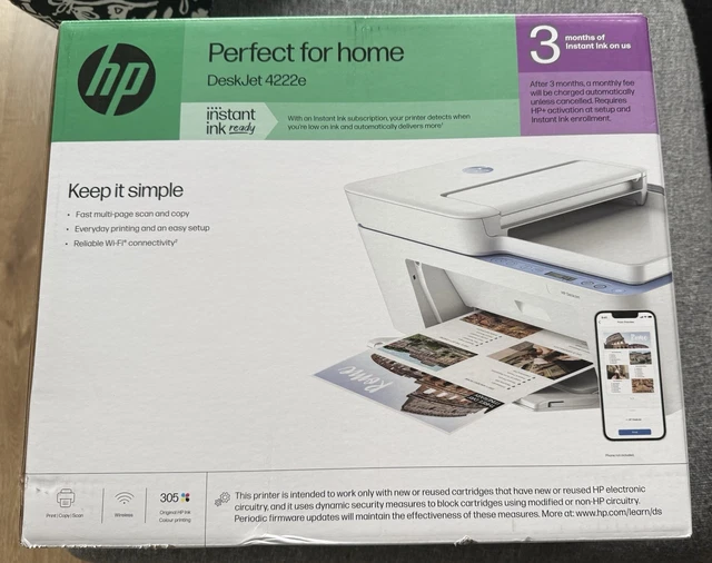 HP DESKJET 4222E Imprimante Tout-en-un à Jet d'Encre Couleur - Blanche ...