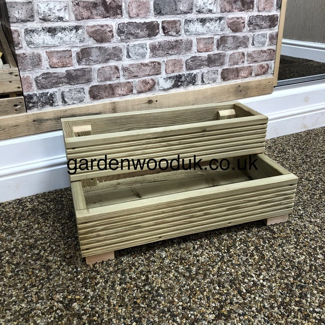 SINGLE TWO TIER Step Box Decking Planter. Wooden Timber 2 Step Planter ...