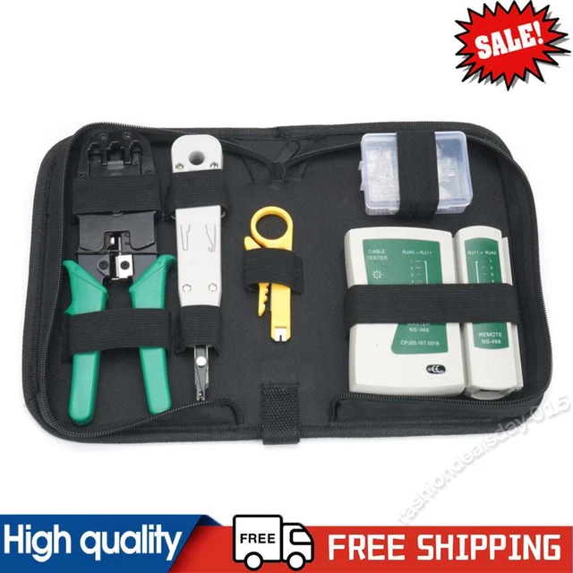 8X RJ45 CRIMPER Ethernet Network Cable LAN Tester Tool Kit Crimp Plier ...