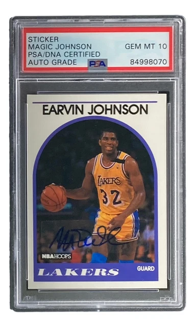 MAGIQUE JOHNSON SIGNÉ La Lakers 1989 NBA Cerceaux #270 Échange Card PSA ...