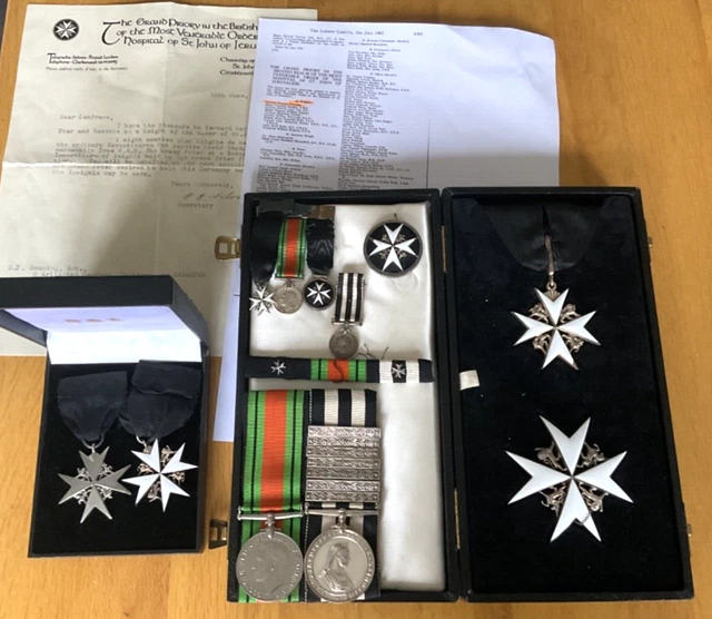 KNIGHT GRACE STAR Neck Badge Order St John Defence Medal Service Medal ...