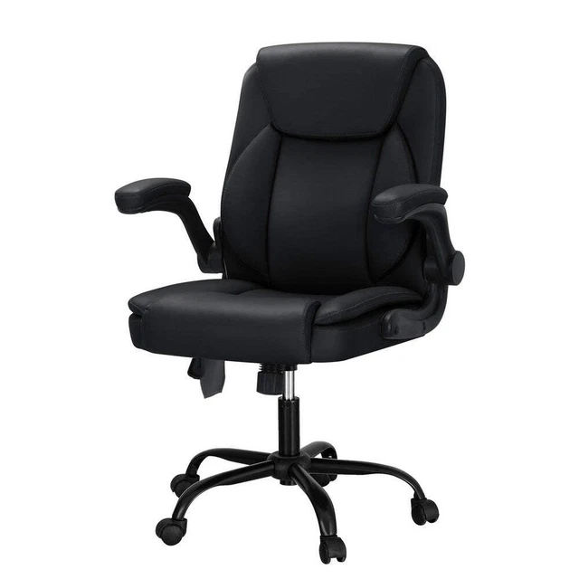 NNEDSZ 2 POINT Massage Office Chair Leather Mid Back Black $288.99 ...