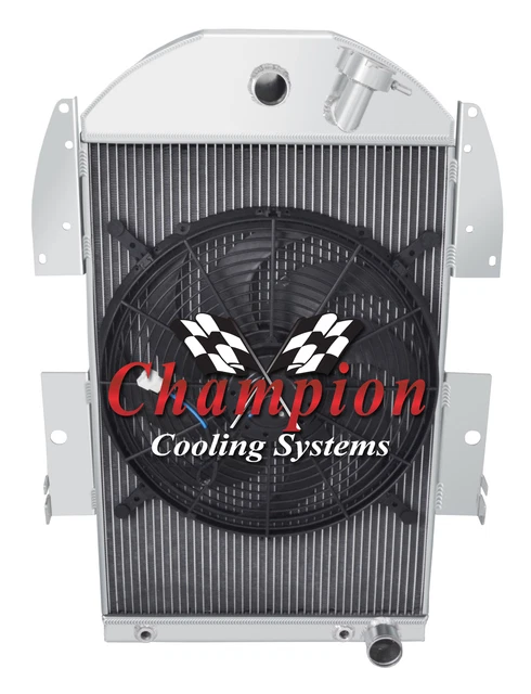 RC 4 ROW Radiator Chevy Config,16" Fan-1934-1936 Chevrolet Pickup V8 ...