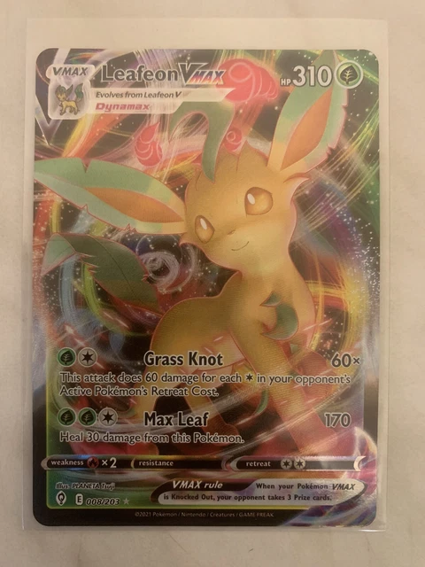 CARTE POKÉMON LEAFEON Vmax 008/203 Evolving Skies Mint ENG EUR 10,90 ...