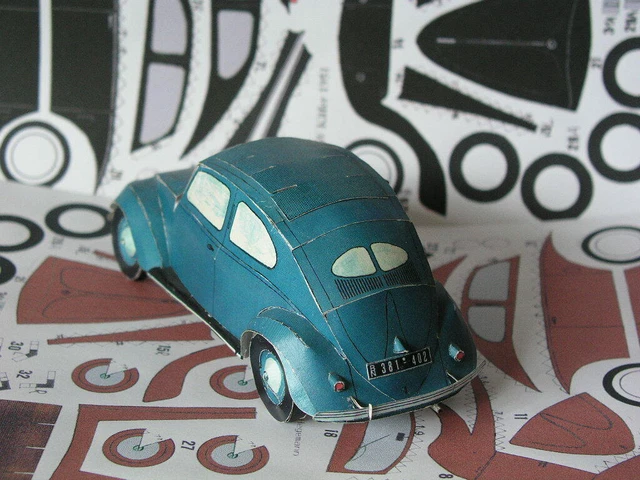VW BEETLE 1951 pretzel window craft sheet paper model car 1:25 £5.15 ...