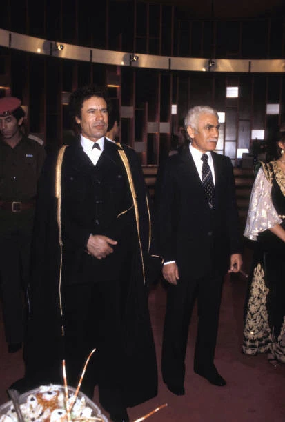 MUAMMAR GADDAFI AND Chadli Bendjedid at the th anniversary of 1970s Old ...