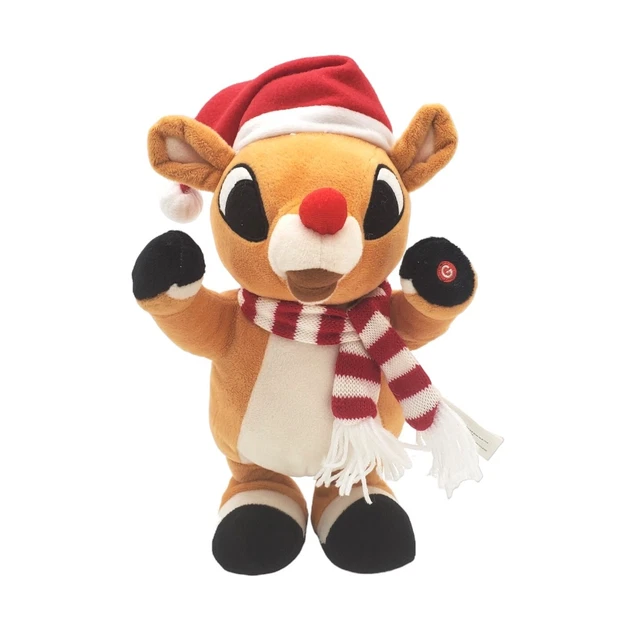 GEMMY RUDOLPH THE Red-Nosed Reindeer Sings Animated Plush Lights Up ...