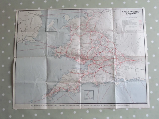 GREAT WESTERN RAILWAY Route Map Showing System And Connections Double ...