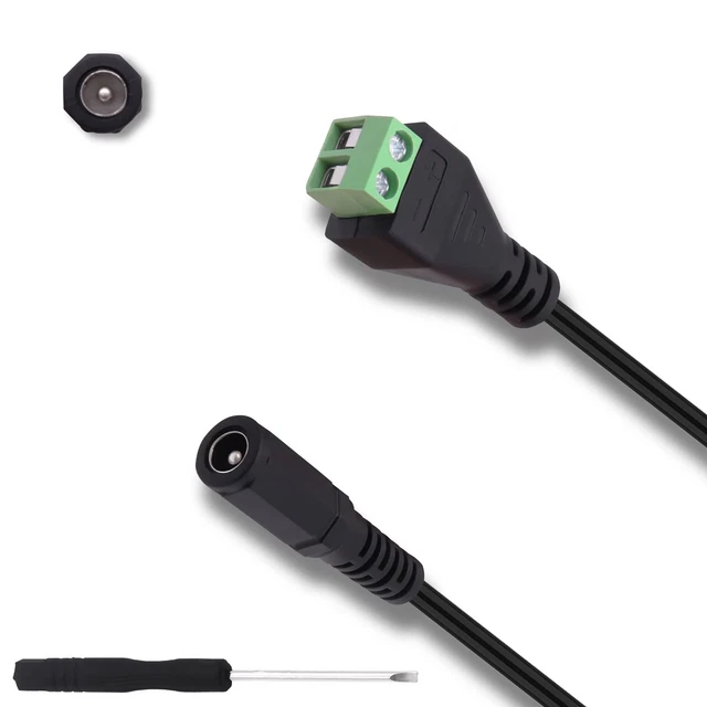 DC 5.5MM X 2.1mm Screw Terminal Block Adapter Power Extension Cable DC ...