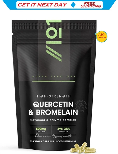 PLANT-BASED QUERCETIN 800MG & Bromelain 396 GDU with Bioperine® - 120 ...
