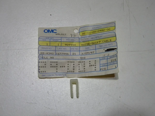 OMC COBRA STERNDRIVE Control Cable Slide Guide Shift Throttle 909550 2 ...