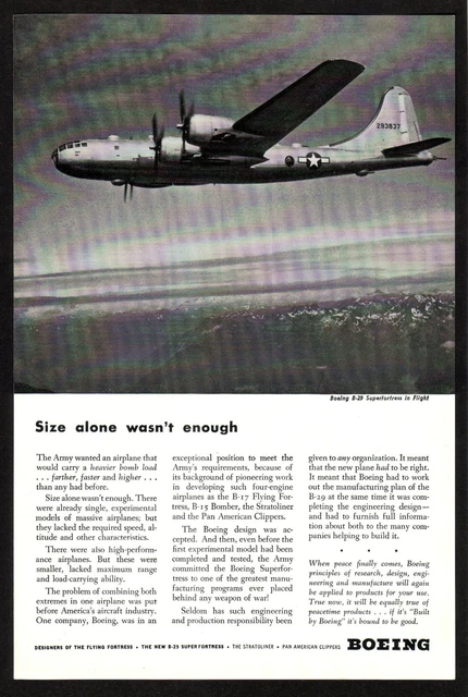 1940S WWII WW2 Vintage Boeing B-29 Superfortress Airplane Plane Photo ...