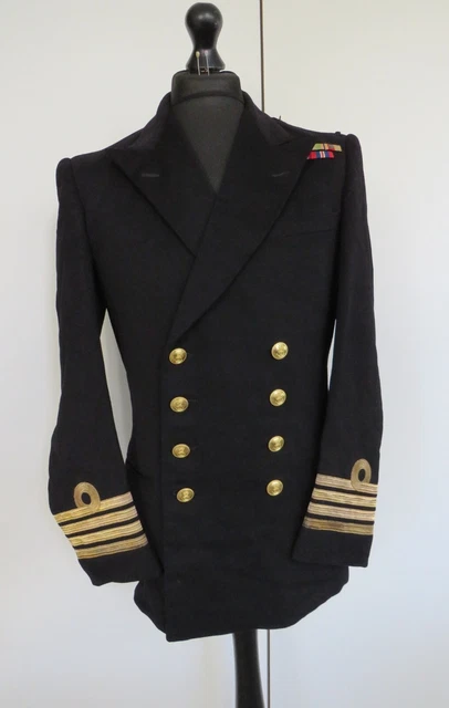 1950'S BRITISH ROYAL Navy Officer's Captain's Jacket WWII Ribbons, QC ...