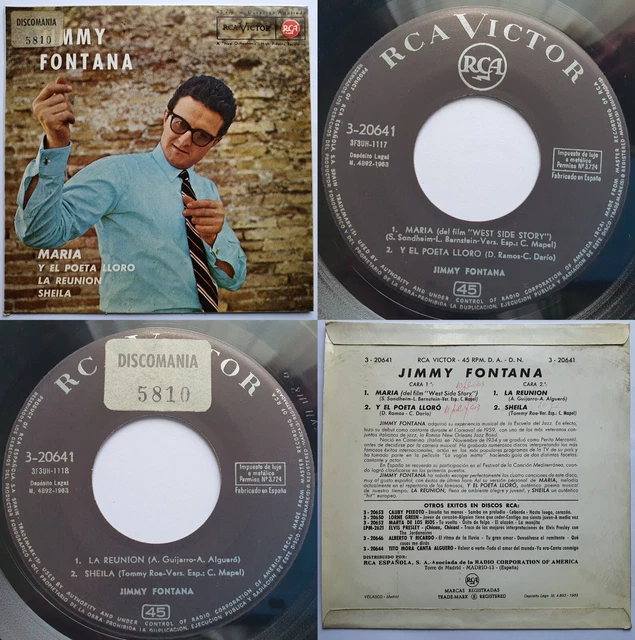 JIMMY FONTANA TOMMY Roe Maria 1963 4 Trcks Ep Espagnol-Chanté Uniq Ps ...
