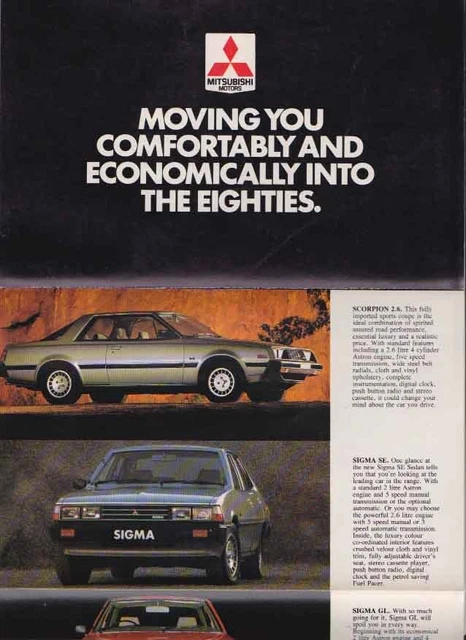 1981 MITSUBISHI AUSTRALIAN Range Brochure GH SIGMA SCORPION COLT ...