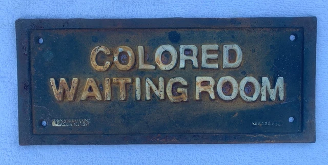 VINTAGE CAST IRON Segregation Sign Colored Waiting Room Plaque 11"L x 4 ...