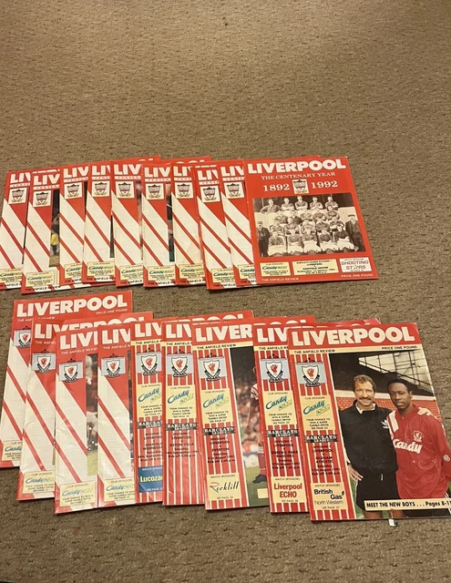 LIVERPOOL FC PROGRAMMES 1991/92 season Programmes 18 Set £14.99 ...