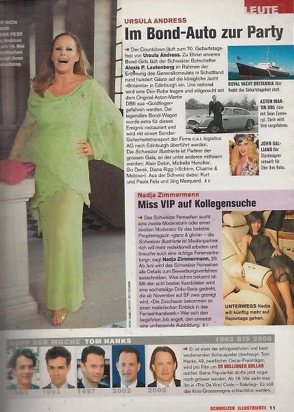 SCHWEIZER ILLUSTRIERTE URSULA Andress,Corinne Rey Bellet,Patrick Nuo ...