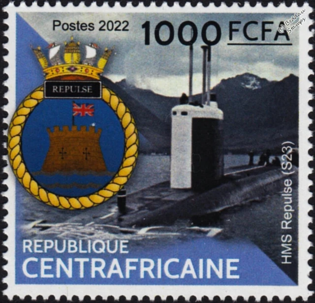 ROYAL NAVY HMS REPULSE (S23) Resolution-Class Submarine Warship Stamp ...