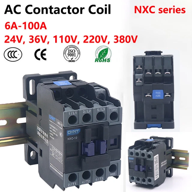 RELÈ AVVIAMENTO MOTORE trifase bobina contattore 24 V-380VAC NXC6 06A ...