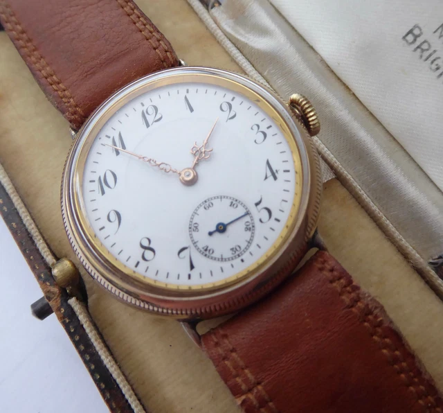 ZENITH RARE VINTAGE Trench Watch Screw-Back And Front 9K Gold Case 1904 ...