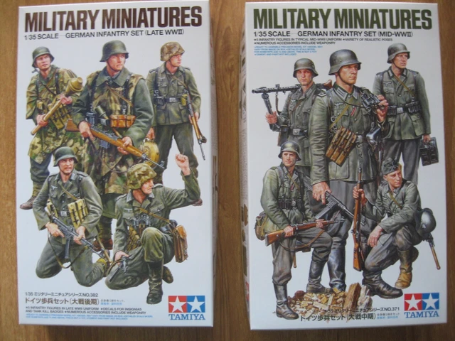 TAMIYA 35382 GERMAN Infantry Late & 35371 Infantry MID-WW2 *DUAL COMBO ...