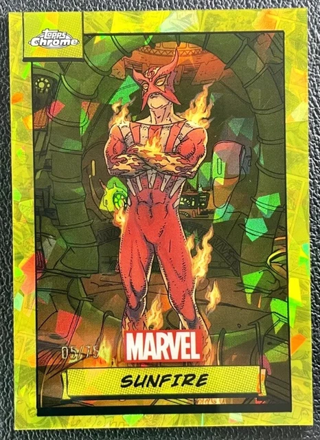 🔥 2024 TOPPS Chrome Marvel (MCU) Sapphire 🔥 Sunfire Yellow Ice 05/75 No ...